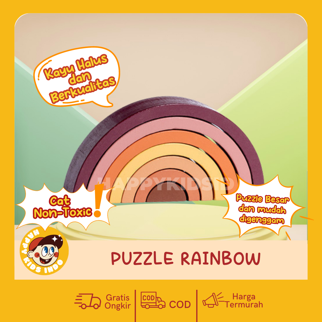Jual Wooden Toys Rainbow Stacking Block Mainan Edukasi Anak Susun ...