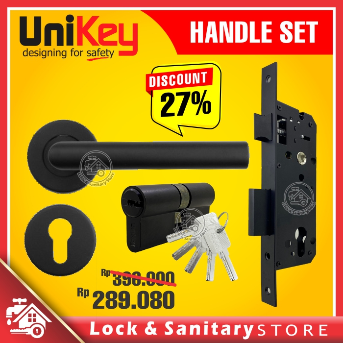 Jual Handle Pintu Set UNIKEY UK 219.51 BK Gagang Pintu Body Kunci ...