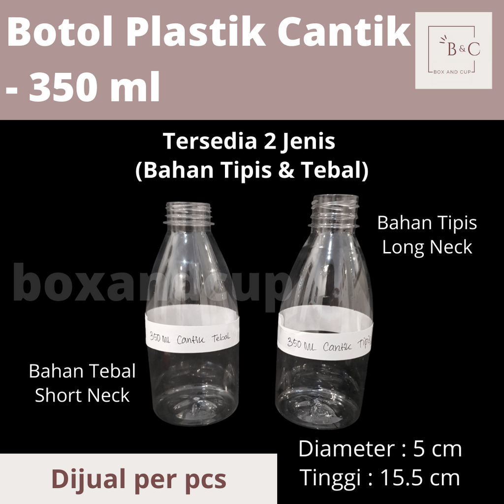 Jual Botol Minuman Plastik 350 ml Cantik Bulat Warna Bening Bahan Tebal ...