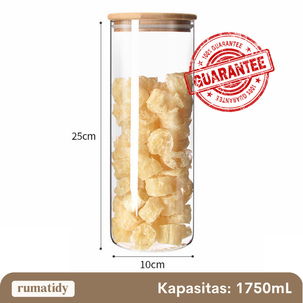 Jual [DIAMETER 10cm] SATUAN MOJA Toples Snack Kaca Bulat Tutup Kayu ...