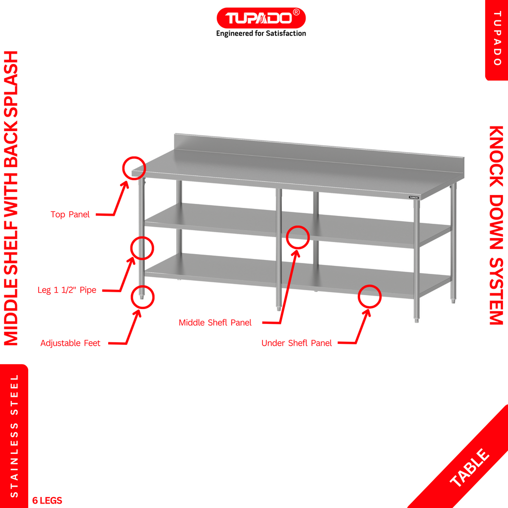Jual Meja Stainless Steel Dapur Work Table 3 Susun Dengan Back Splash ...