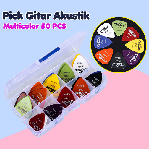 Jual Paket Pick Gitar Akustik + Box Isi 50 PCS - Multi-Color Pik Pic ...