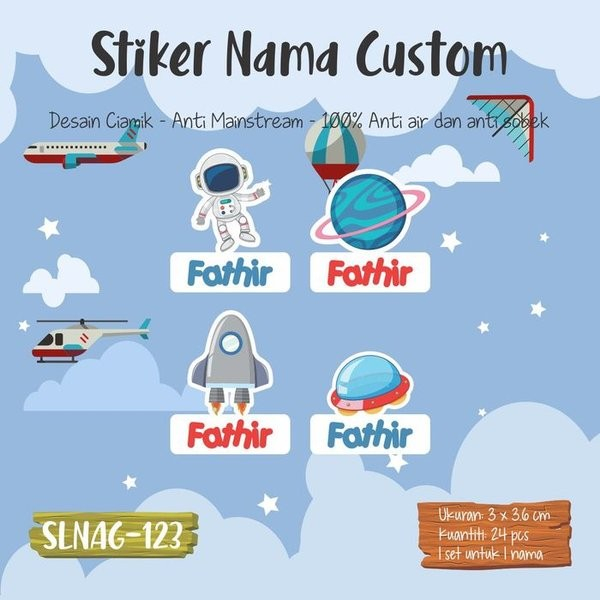 Jual STIKER ANAK WATERPROOF CUSTOM NAMA LUCU TERMURAH BERBAGAI MODEL ...