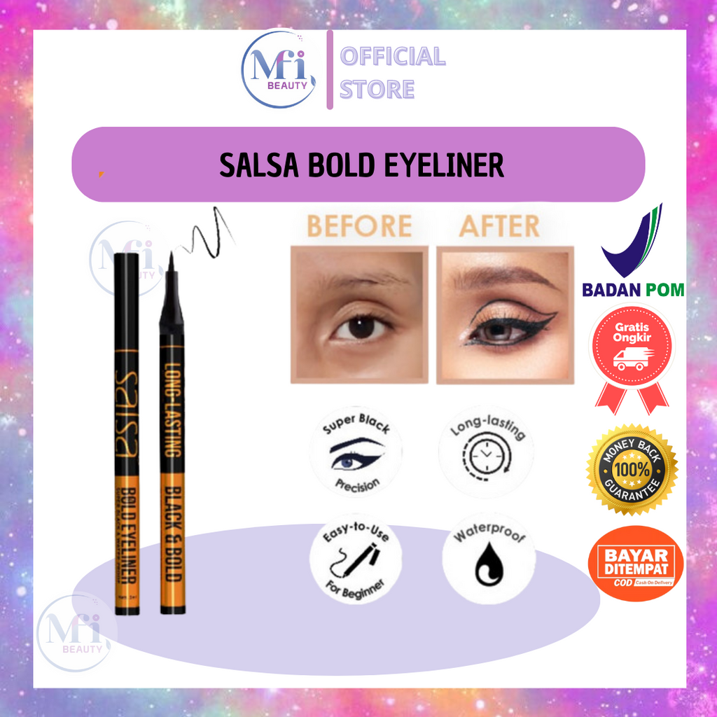 Jual MFI - Salsa Bold Eyeliner | Super Black & Waterproof Pen Eyeliner ...