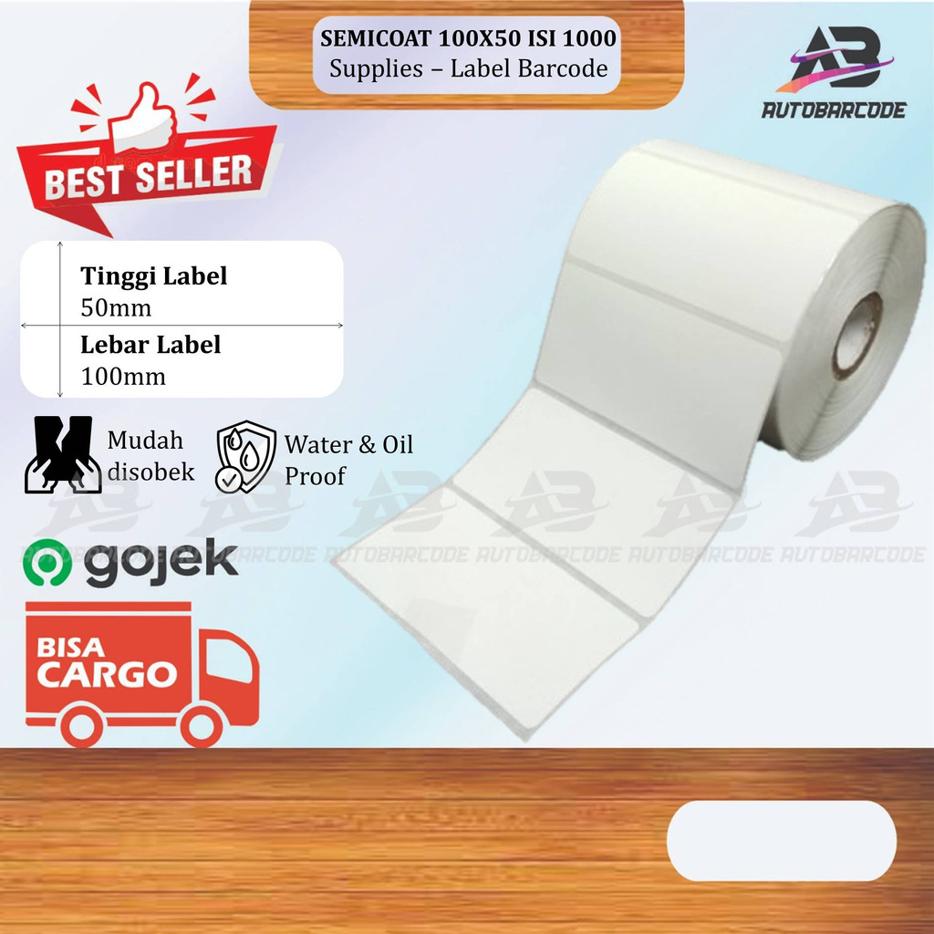 Jual Label Semicoated 1 Line 100X50 MM isi 1000 PCS Label Barcode Harga Minimarket Sticker ...