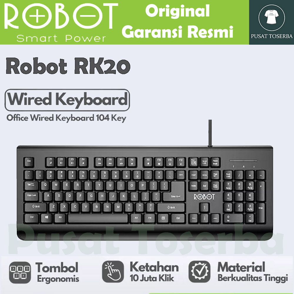 Jual Keyboard Robot RK20 Office Wired Ultra Thin Berkabel / Portable Mini For PC Laptop Original ...