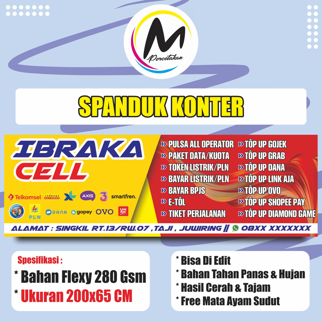 Jual SPANDUK KONTER UKURAN 200X65 CM | Shopee Indonesia