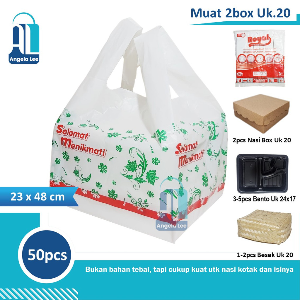 Jual Kantong Plastik nasi kotak muat 2 box ukuran 20x20 syukuran ...