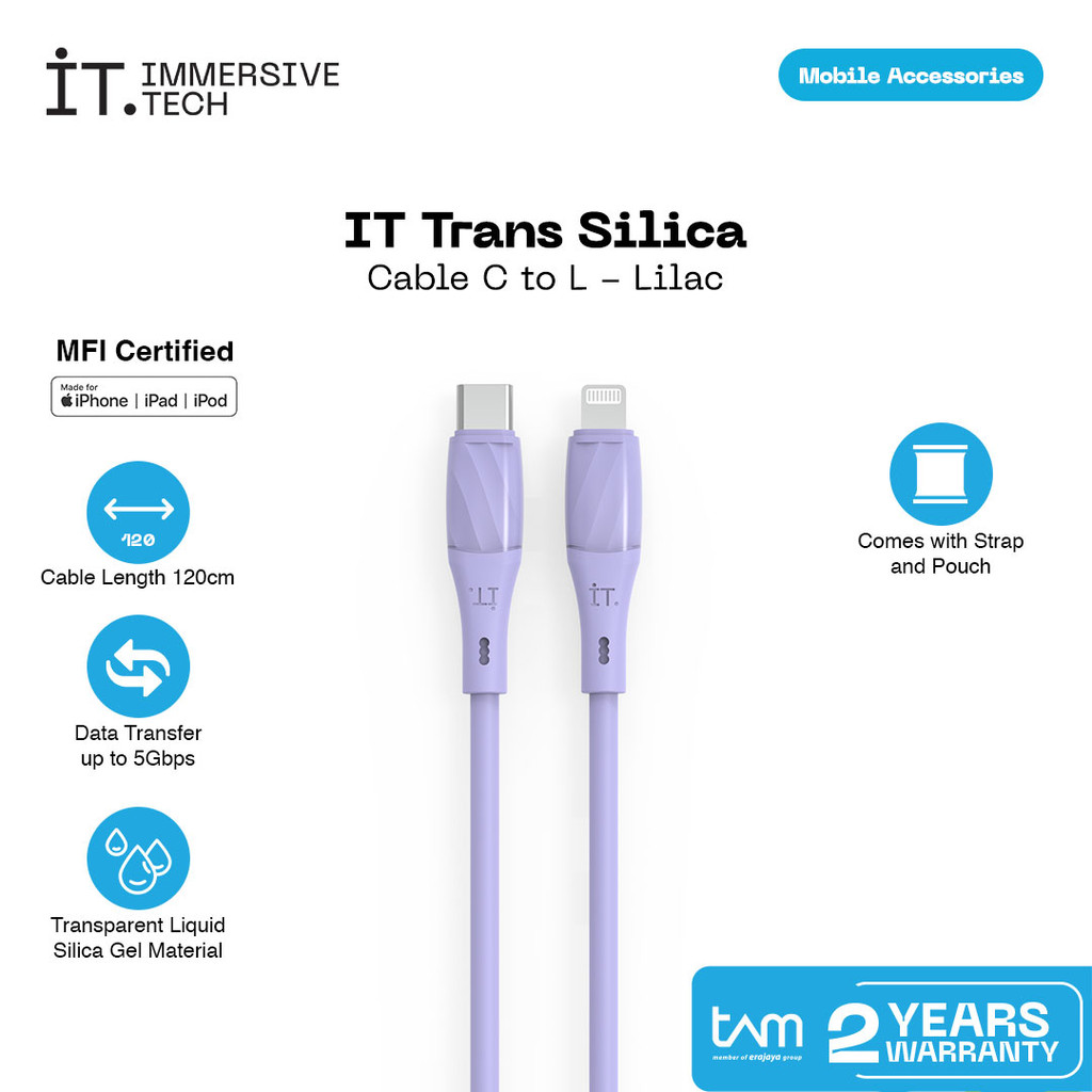 Jual IT Trans Silica Cable C to L - Lilac | Shopee Indonesia