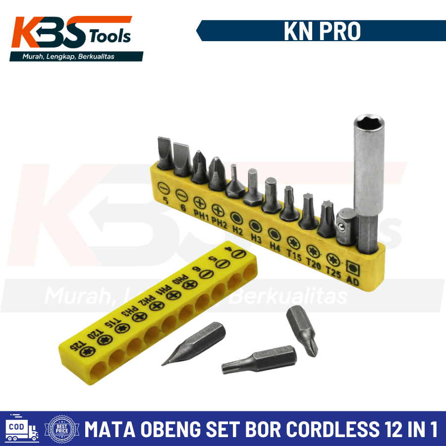 Jual Mata Obeng Set Bor Cas Cordless 12 in 1 - Mata Bor Obeng KN X-Line ...