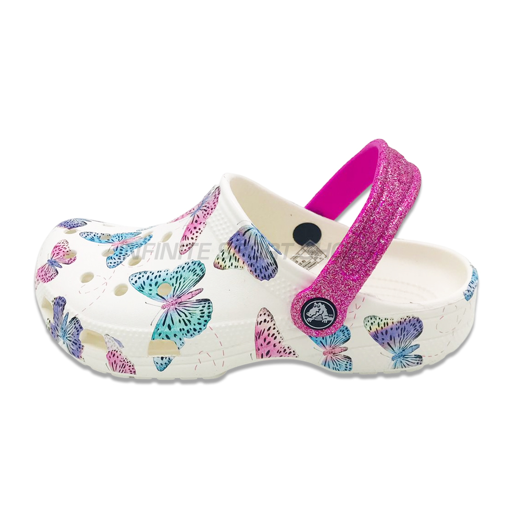 Jual [GRANDGLORIOUS] Crocs Kids Classic Clog Butterfly Gliter Sandal ...
