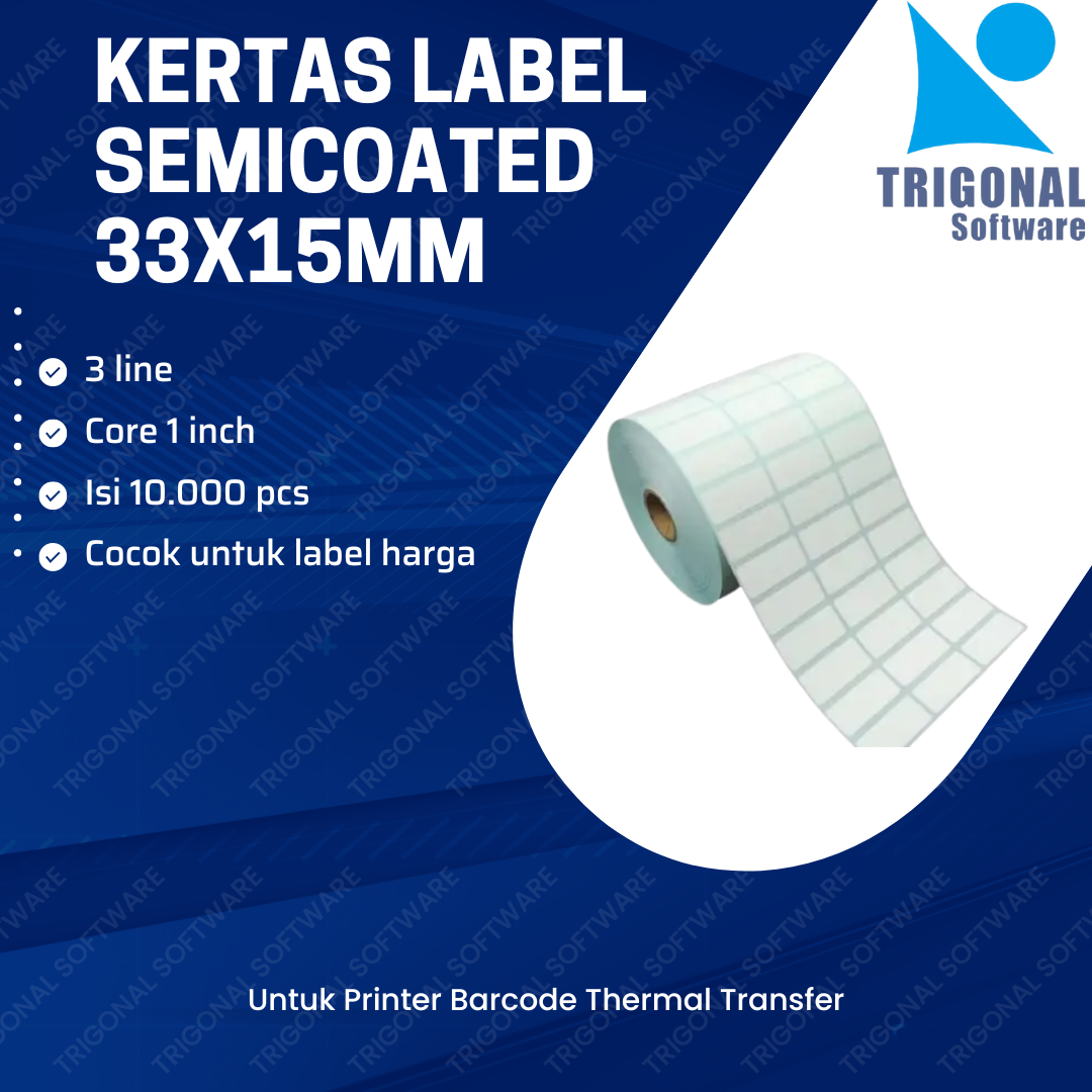 Jual LABEL PRINTER BARCODE 33X15MM - 33X15 MM - 3 LINE SEMICOATED ISI ...