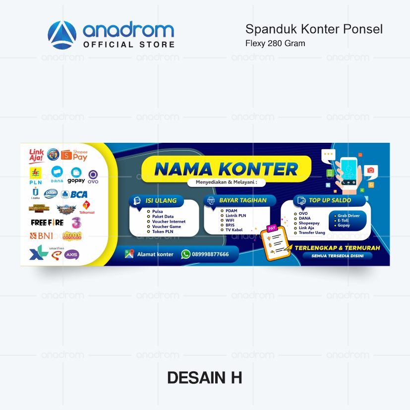 Jual Spanduk Konter Ponsel | Banner Konter Ponsel | Custom Nama Toko ...