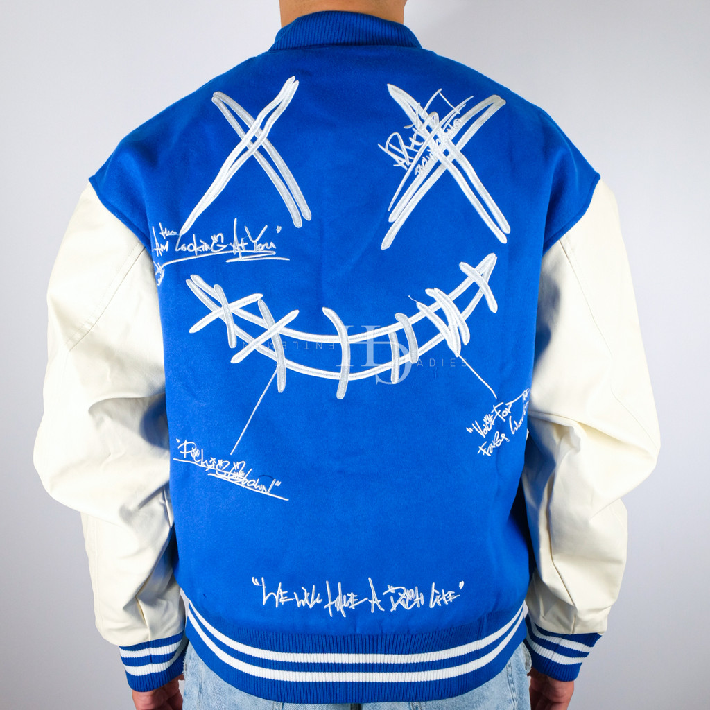 Jual Ricky is Clown Deconstructed Varsity Jacket Blue | Shopee Indonesia