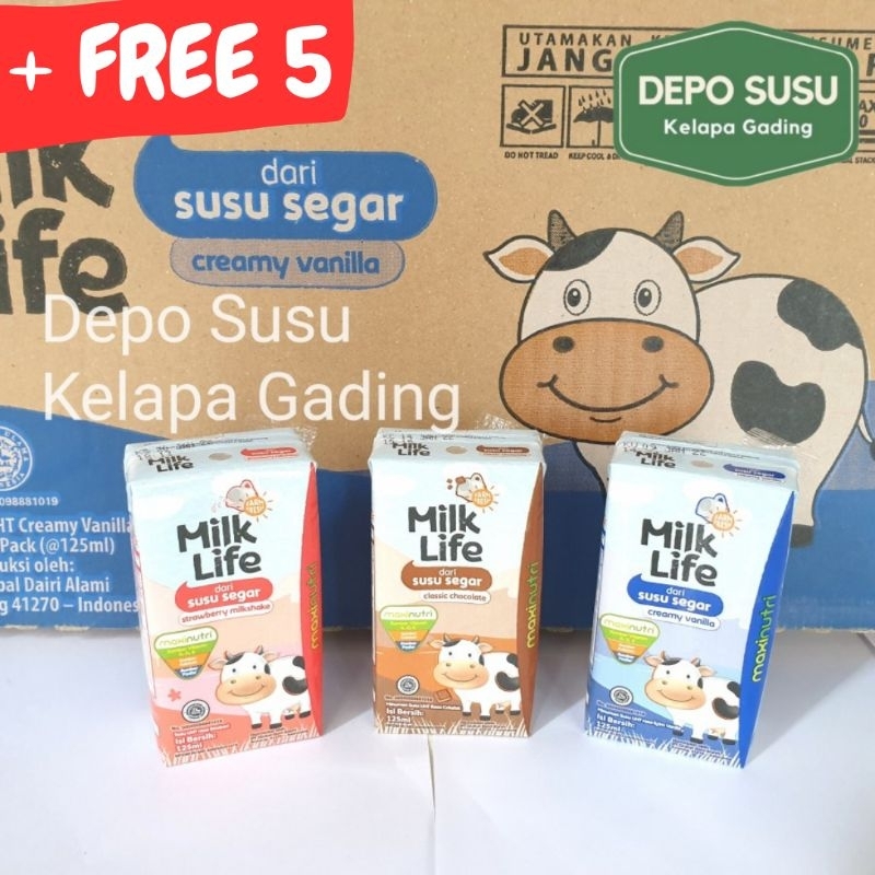 Jual Milk Life UHT 115ml X 40pcs + FREE 5 PCS | Vanilla Coklat ...
