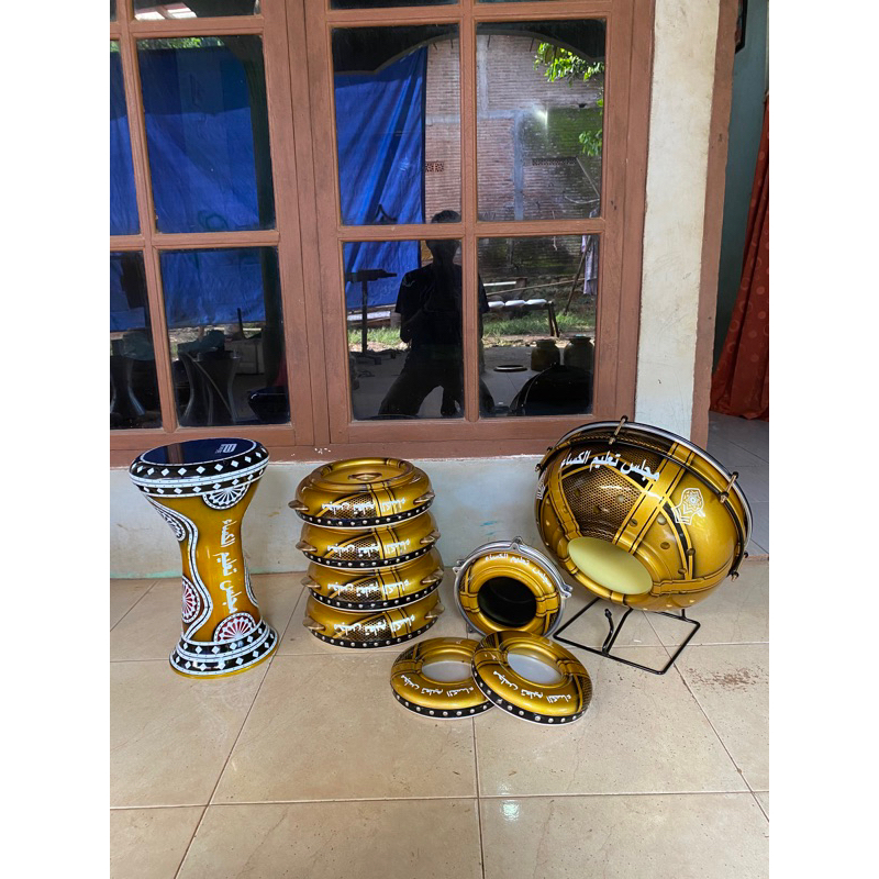 Jual 1 SET ALAT HADROH REBANA MOTIF POLOS CUSTOM NAMA | Shopee Indonesia