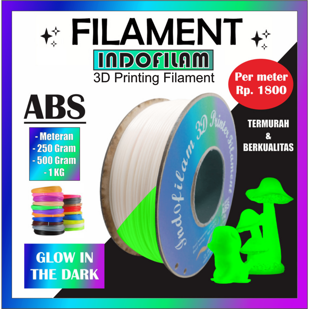 Jual FILAMENT ABS LUMINOUS GLOW IN THE DARK SERIES 1KG 250 GRAM 3D ...