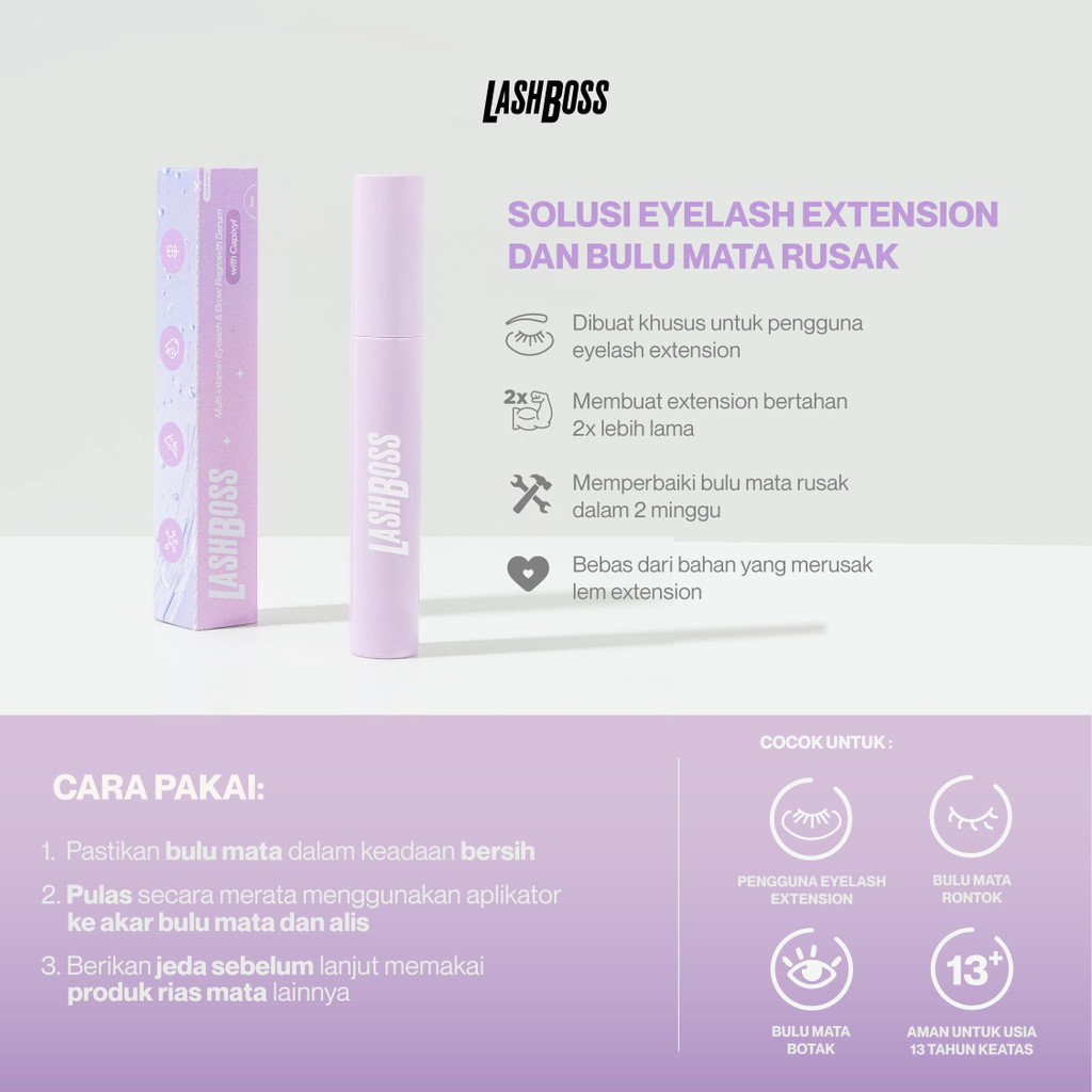 Jual Twin Pack! LashBoss Serum Bulu Mata dan Alis anti rontok dan botak ...
