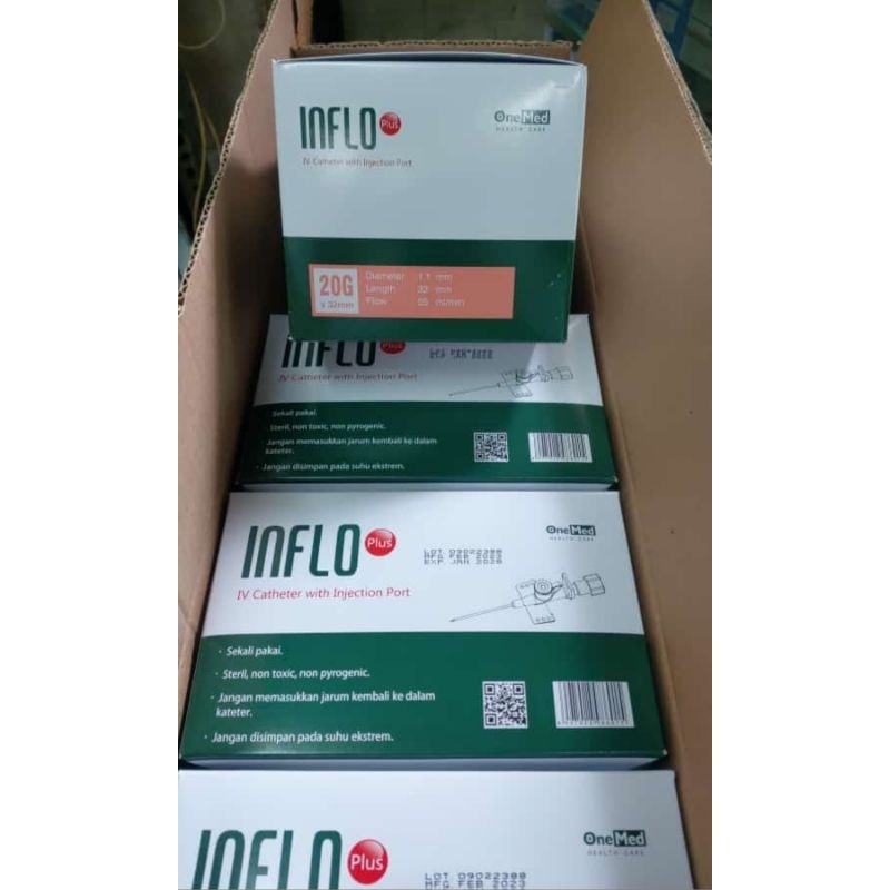 Jual Inflo Plus 18g 20g 22g 24g/I.V Catheter Onemed Plus Box 50 Pcs ...