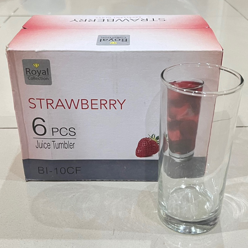 Jual Gelas Kaca Polos Royal Collection Strawberry isi 6 | Shopee Indonesia