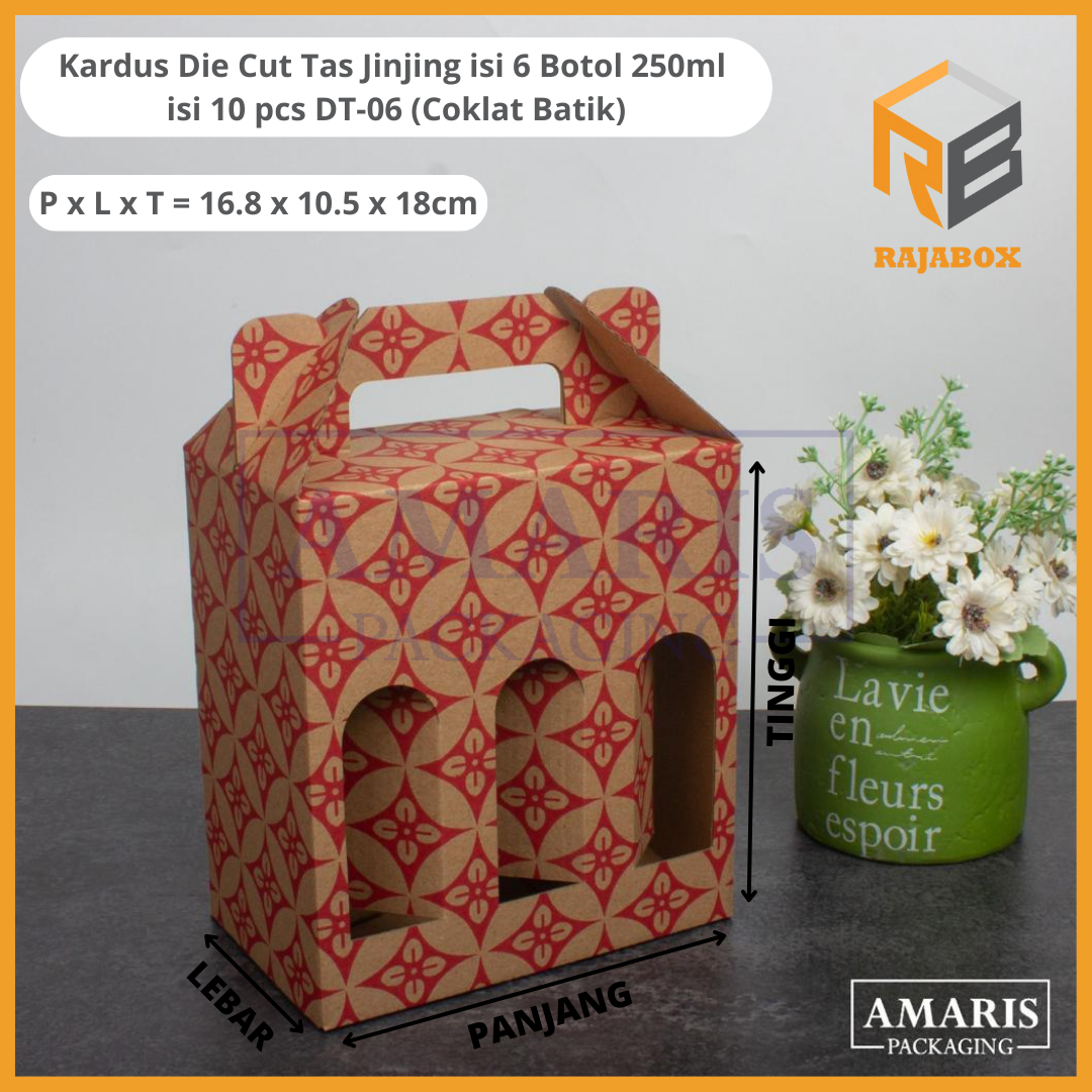 Jual Kardus Die Cut Tas Jinjing Botol 250ml x 6 Isi 10 Pcs DT-06 ...