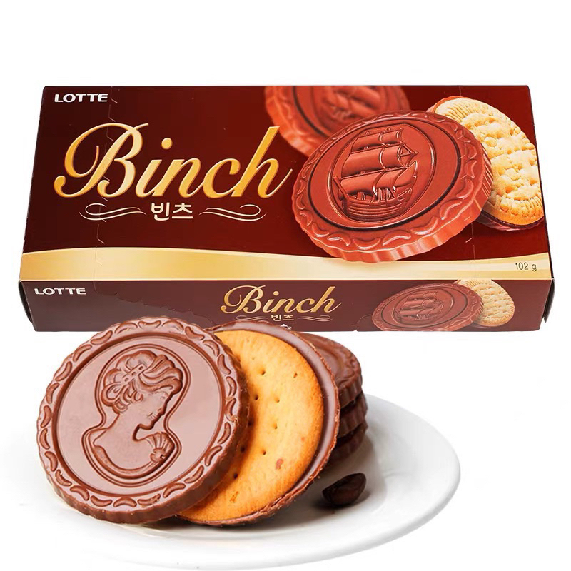 Jual Lotte Binch Korea Lotte Binch Crispy Biscuit Choco 102gr | Shopee ...