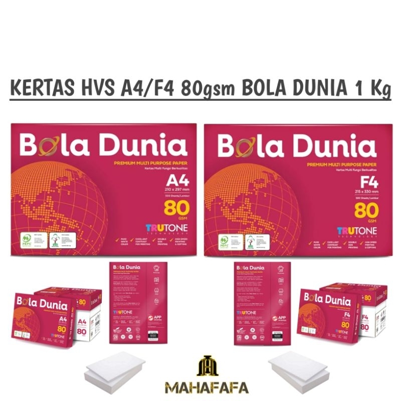 Jual KERTAS A4/F4 80 GSM 1 KG BOLA DUNIA | Shopee Indonesia