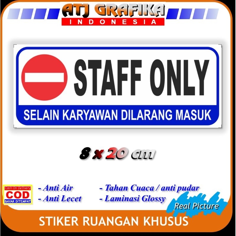 Jual Stiker new staff only ruang khusus karyawan sticker kantor toko ...
