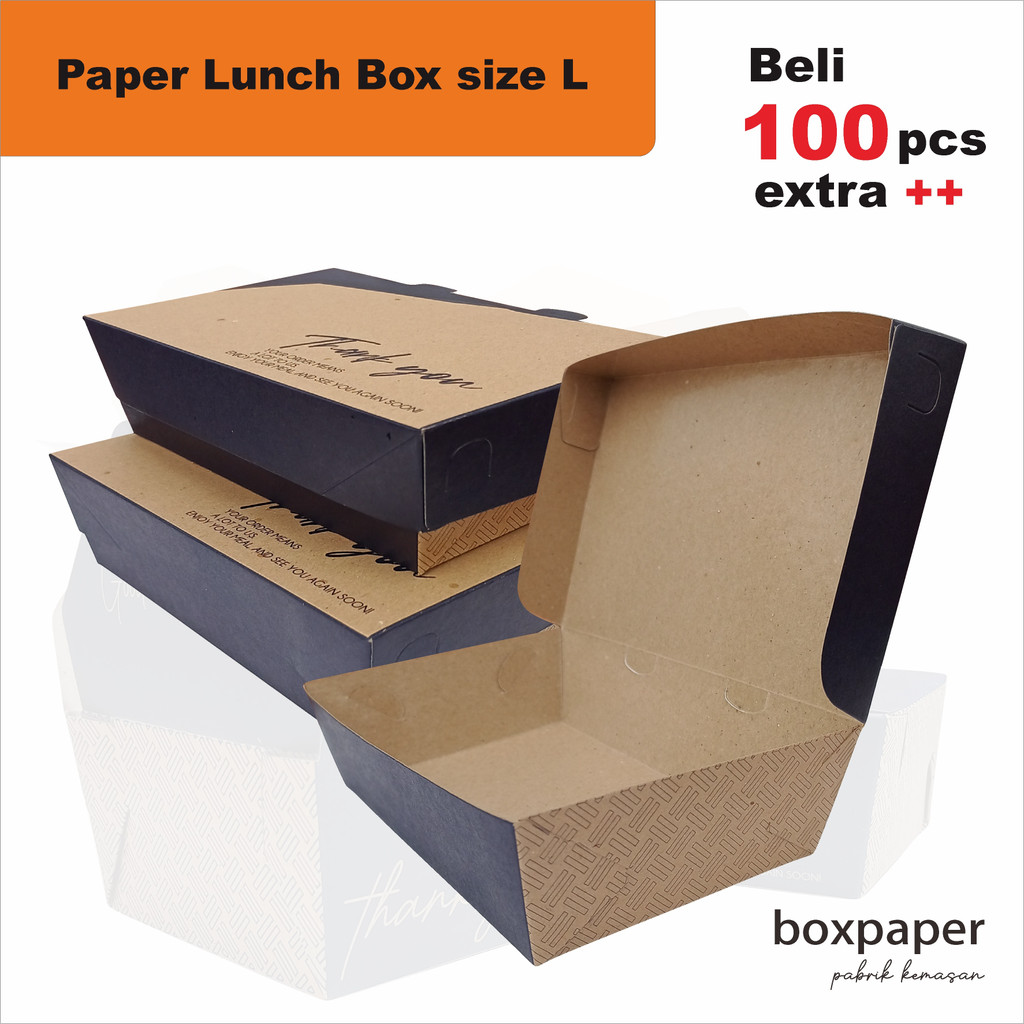 Jual Paper Lunch Box size ( L ) Kraft Laminasi Kotak Dus Makan Ayam ...