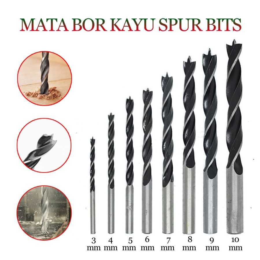 Jual Mata Bor Kayu Drill Bit Spur Bit Brad Point | Shopee Indonesia