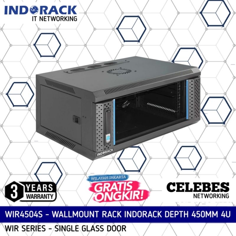 Jual WIR4504S - Wallmount Rack INDORACK Single Door Rak Server 4U Depth ...