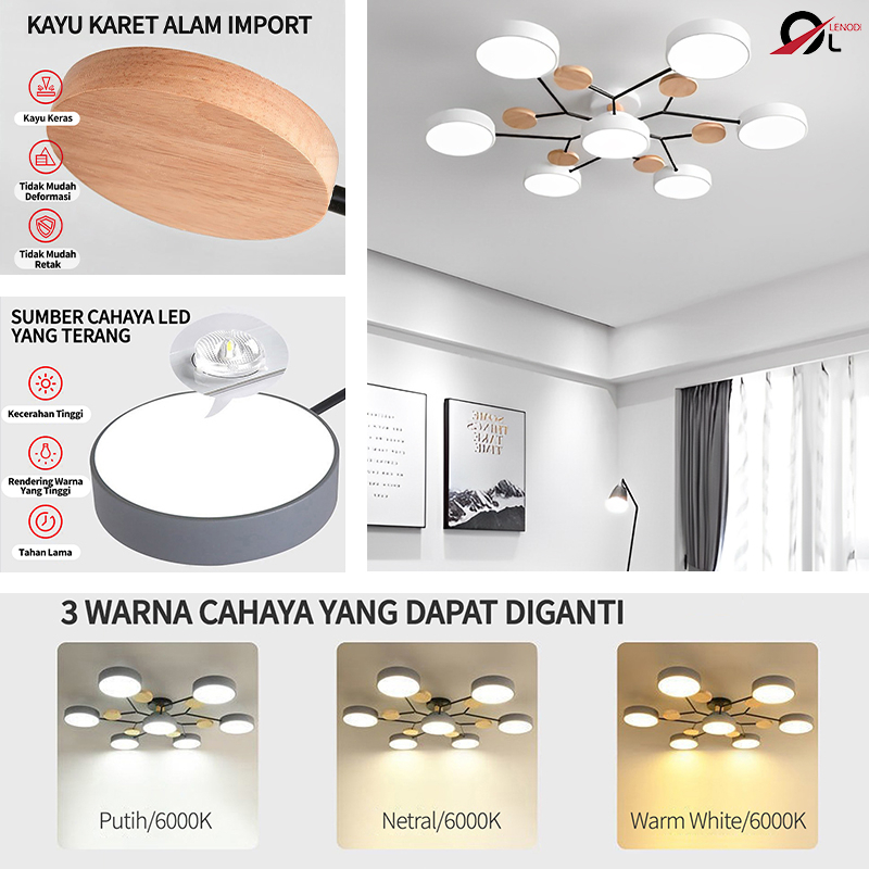 Jual 3 Warna Lampu Gantung LED Nordic Modern Minimalis Lampu Gantung ...