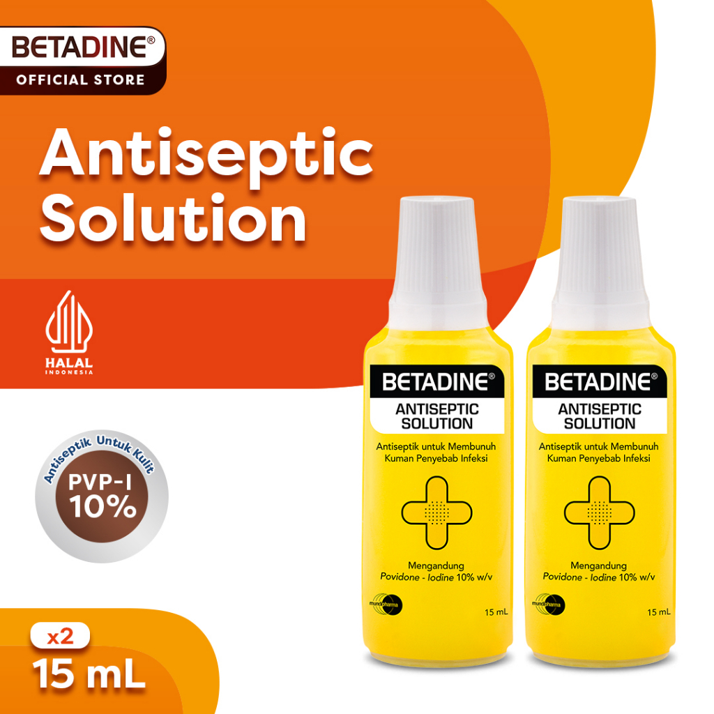 Jual BETADINE SOLUTION Obat Luka Antiseptik 15ml Twin Pack | Shopee Indonesia