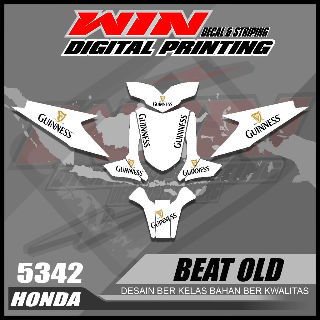 Jual Sticker Striping Decal Full Body Honda Beat Karbu desain guinnes ...