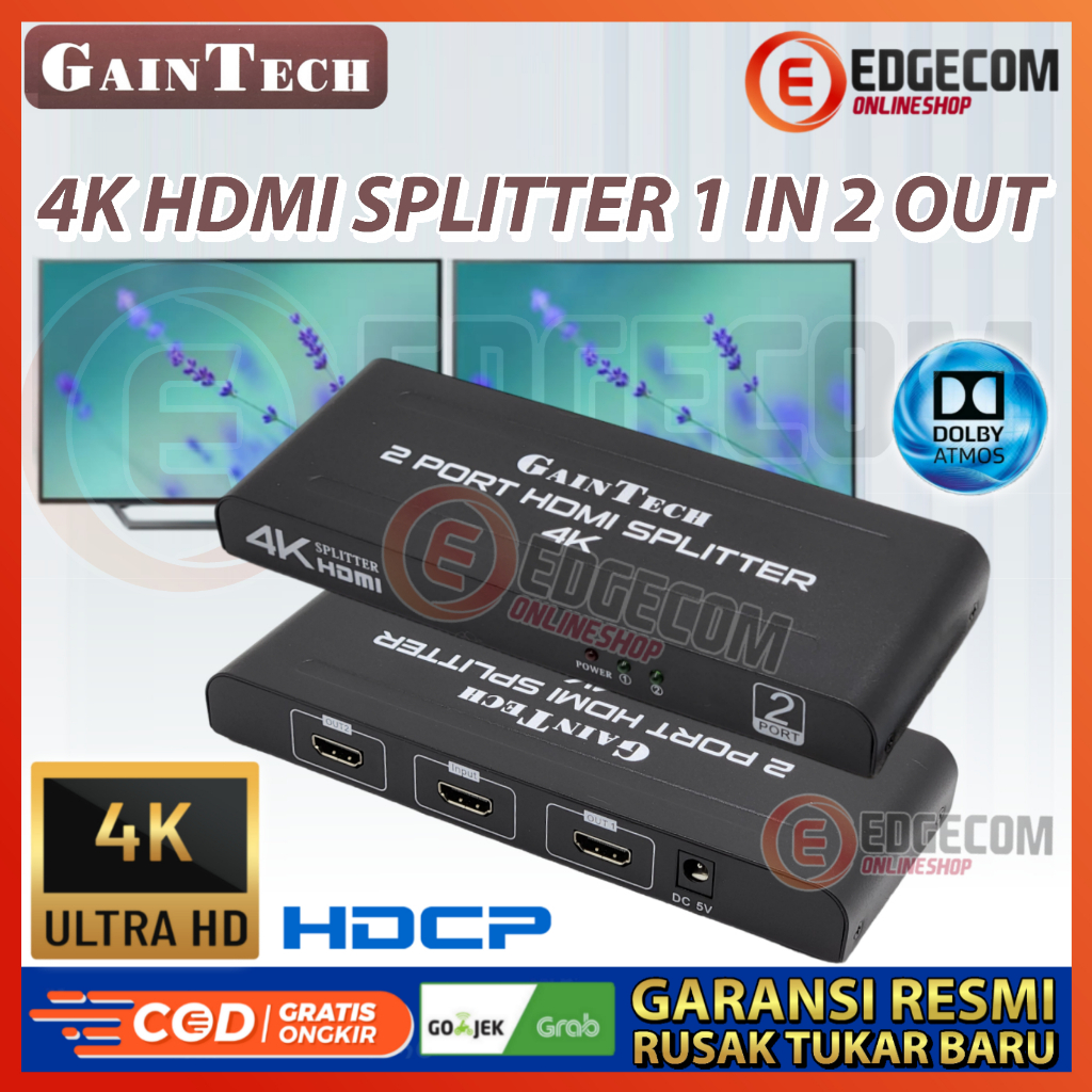 Jual HDMI Splitter 2 Port / 1 input to 2 output Support 4K GAINTECH ...