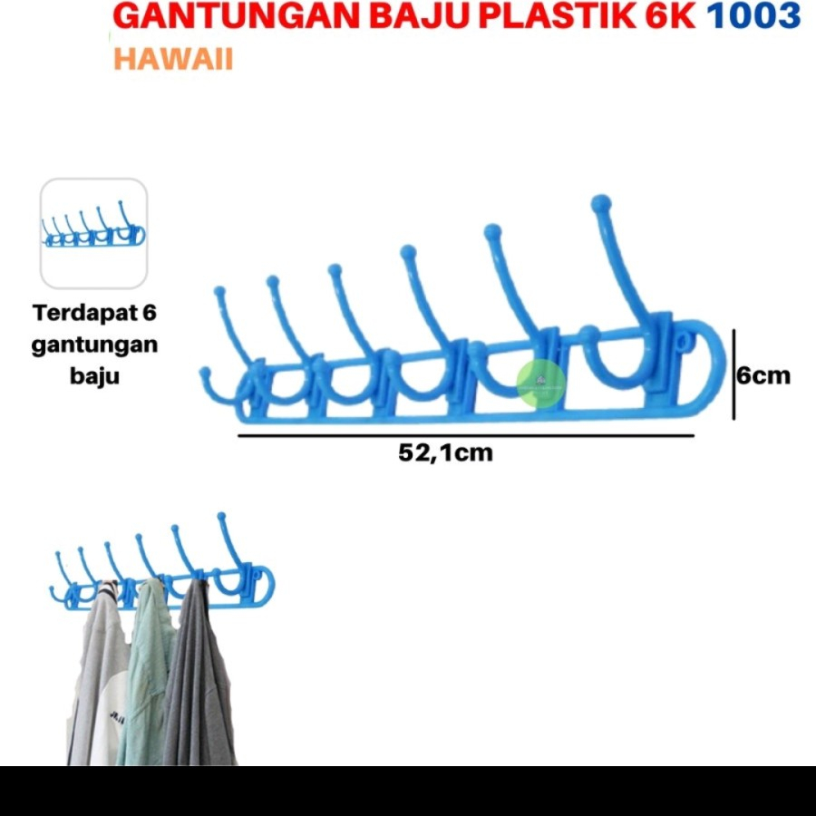 Jual Gantungan Baju plastik - Kapstok dinding kuat - Hanger pakaian 6 ...