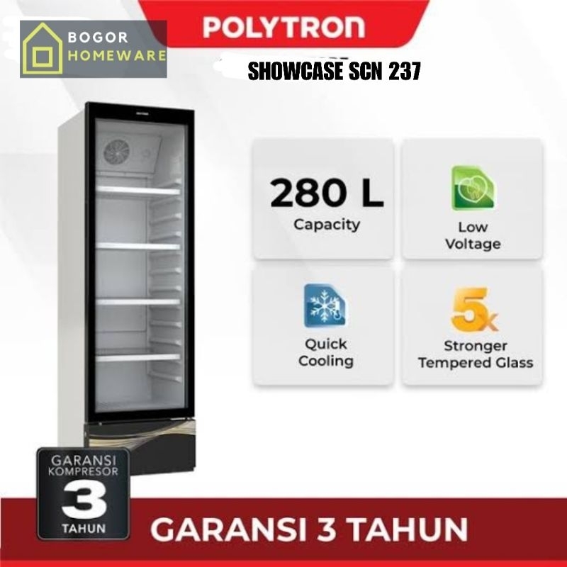 Jual (KHUSUS BOGOR) POLYTRON SHOWCASE DISPLAY COOLER SCN 237 4 RAK ...