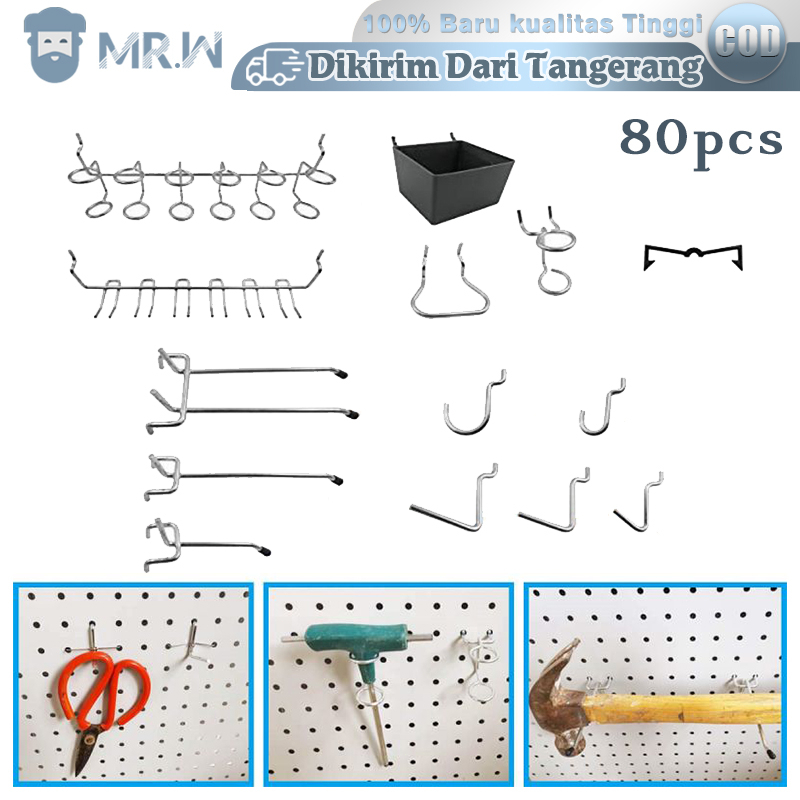 Jual 80pcs / Set Pegboard Hook Triangle Hook Ram Pengait Pegboard ...