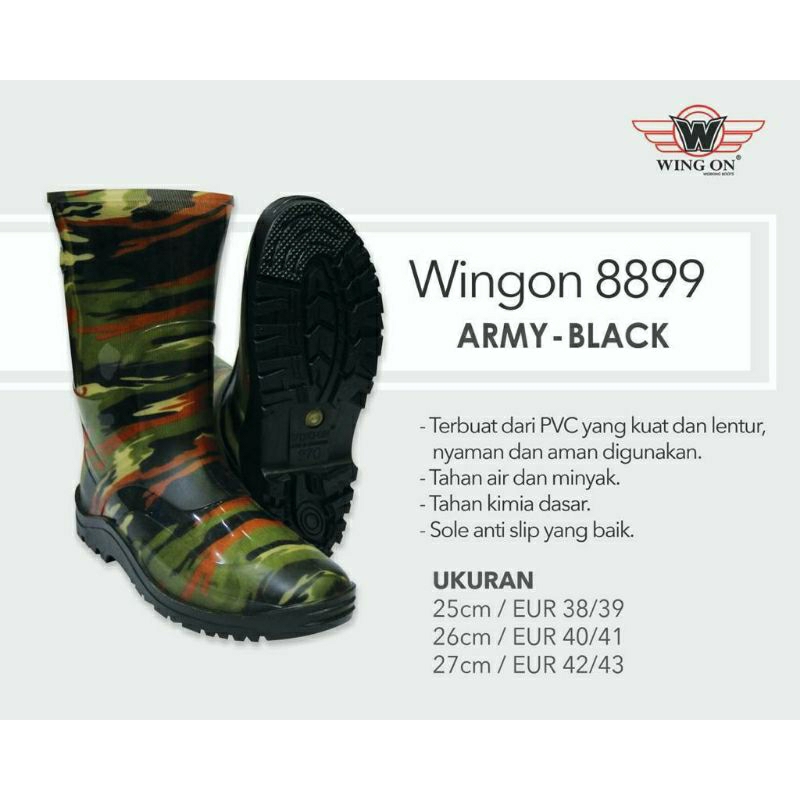 Jual Sepatu Boots Wing On 8899 Army Sepatu Perkebunan Perikanan ...