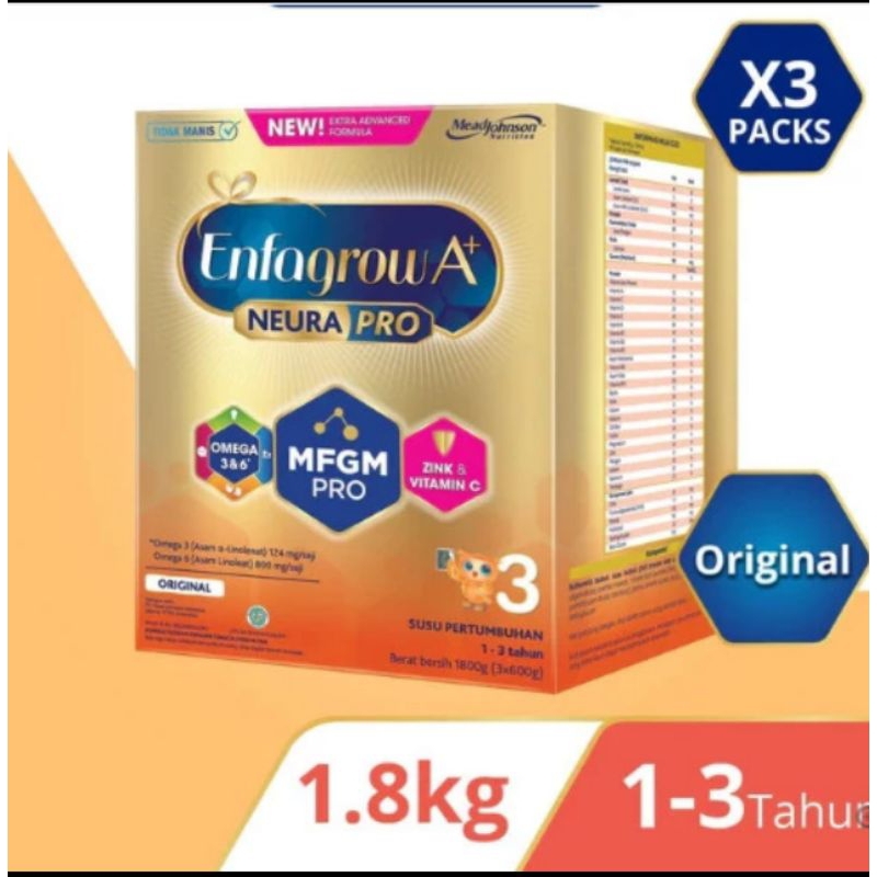 Jual ENFAGROW A+3 ORIGINAL & VANILLA 1800g (EXP 2026) | Shopee Indonesia