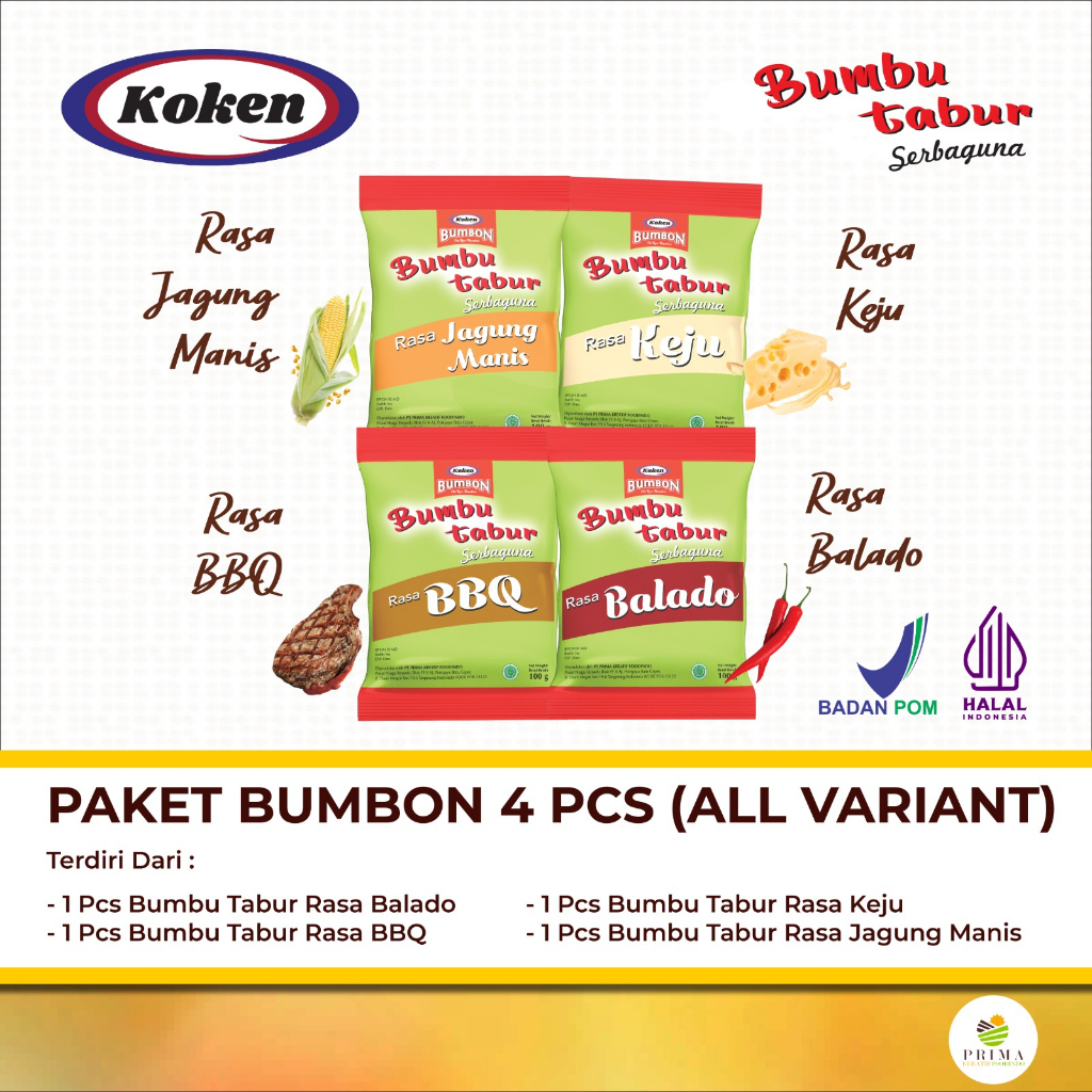 Jual Koken Food Bumbon Bumbu Tabur Serba Guna Rasa Balado, BBQ, Jagung ...