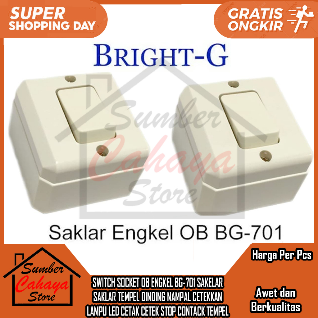 Jual SWITCH SOCKET OB ENGKEL BG-701 SAKELAR SAKLAR TEMPEL DINDING ...