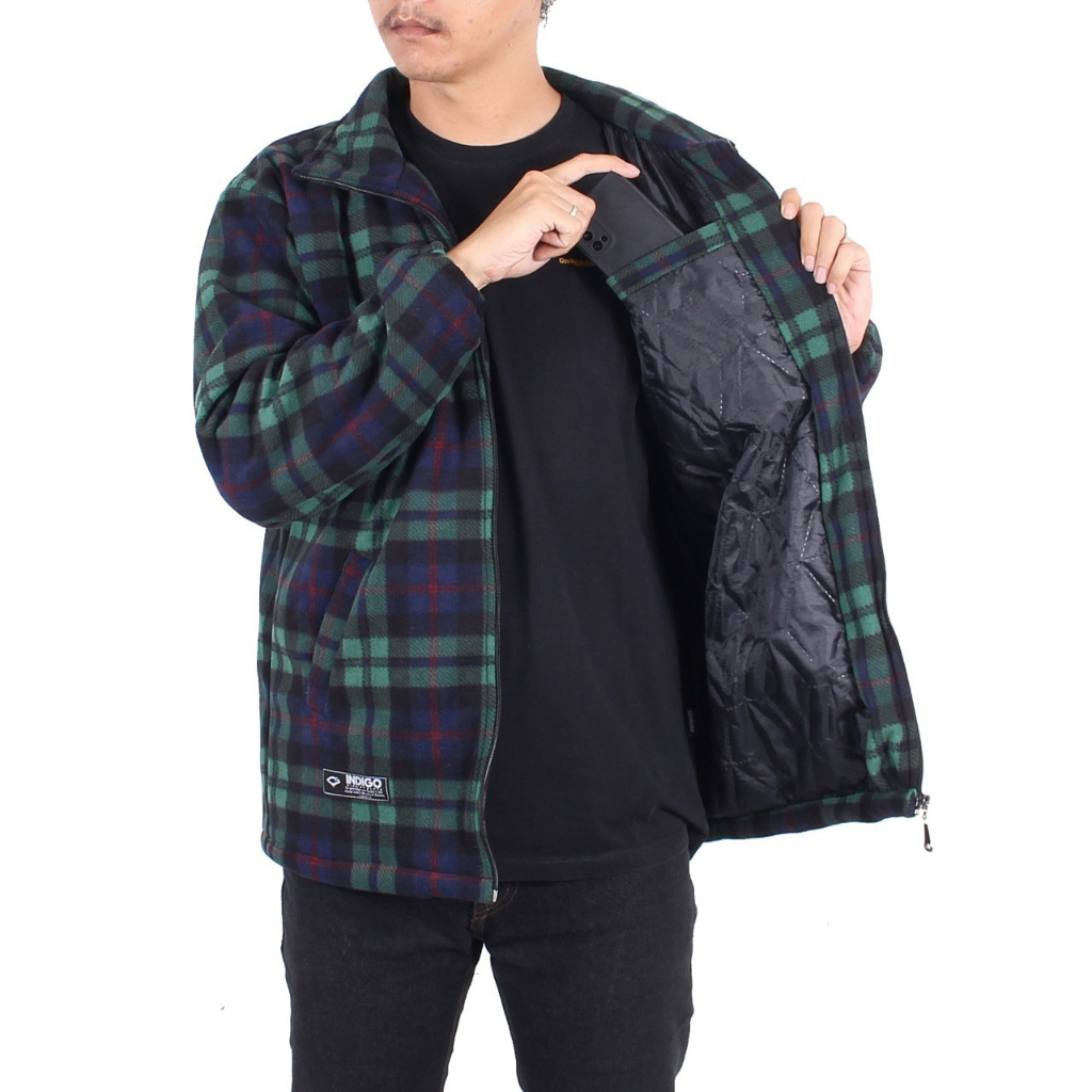 Jual [Bisa Cod] Jaket Laki Laki Motif Flanel Kotak Hijau Putih Trend ...
