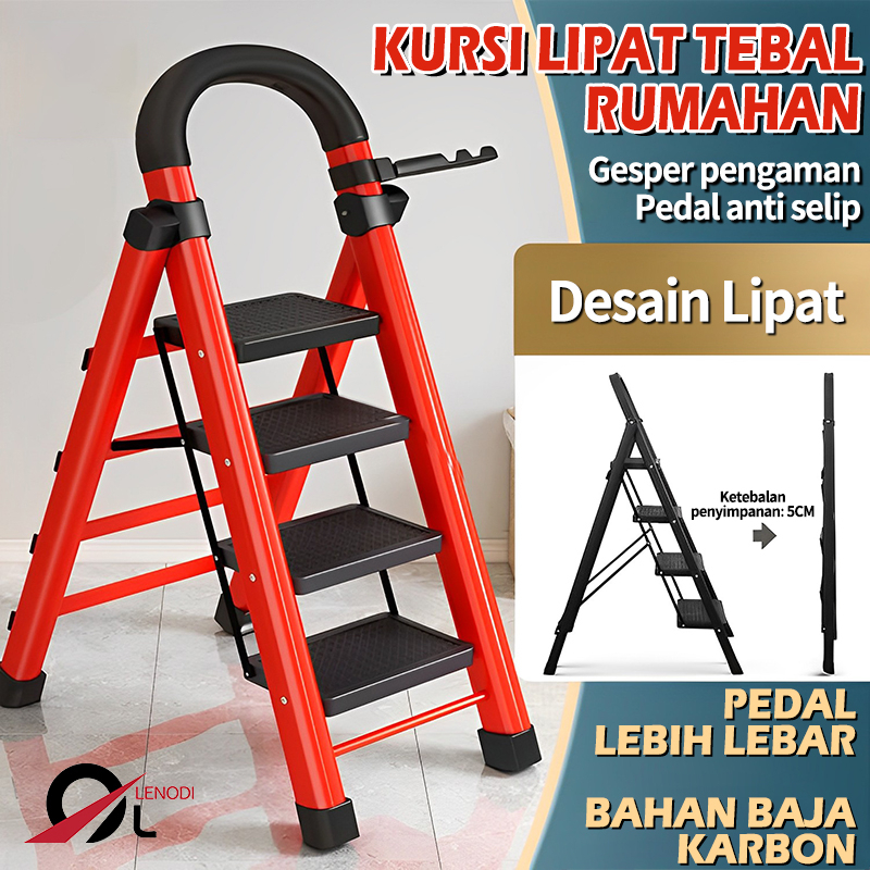 Jual 3-6 Step Tangga Rumah Lipat Tangga Besi Lipat Household Steel Ladder / Baja Karbon Tangga ...