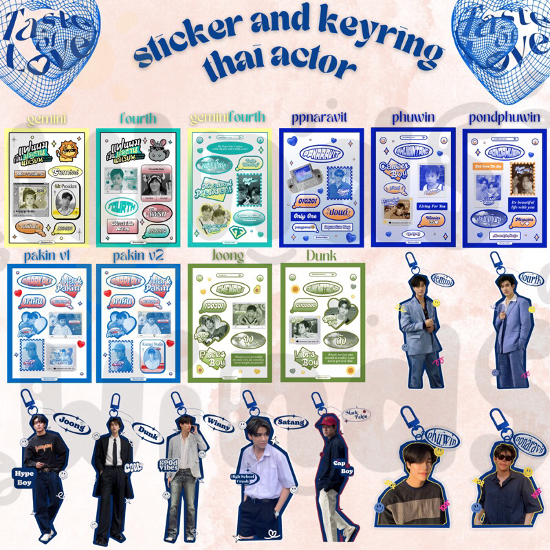 Jual [READ DESC] Sticker Set Thai Actors Gemini Fourth Mark Pakin Pond Naravit Phuwin Joong Dunk ...