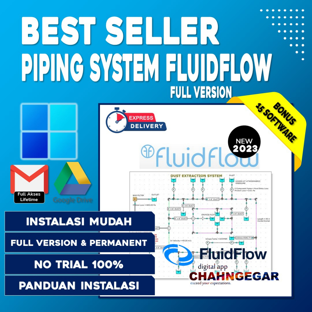 Jual Piping Systems FluidFlow 3.52 (2023) Software untuk desain, pemodelan, dan simulasi saluran ...
