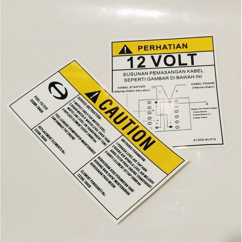 Jual sticker Perhatian Hino service intruction dan 12 volt susunan ...
