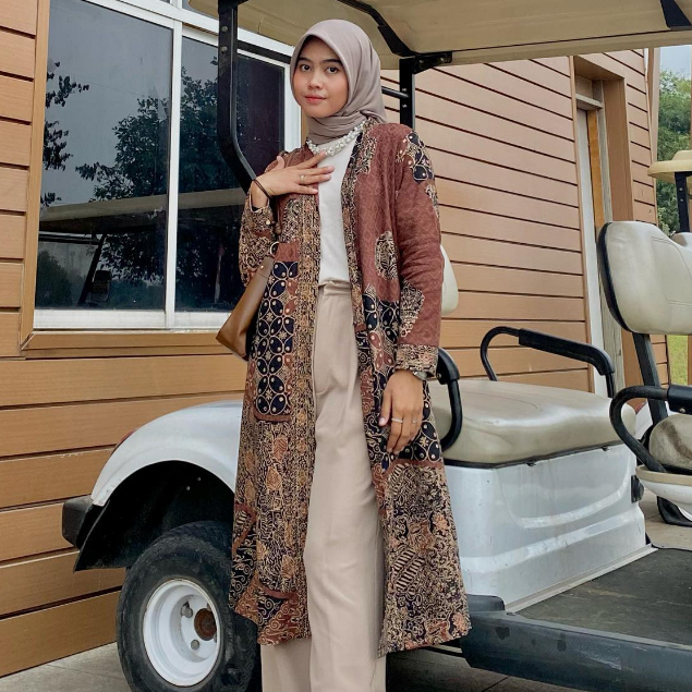 Jual BATIK TRUSMI Outer Panjang Batik Wanita Long Outer Batik Premium ...