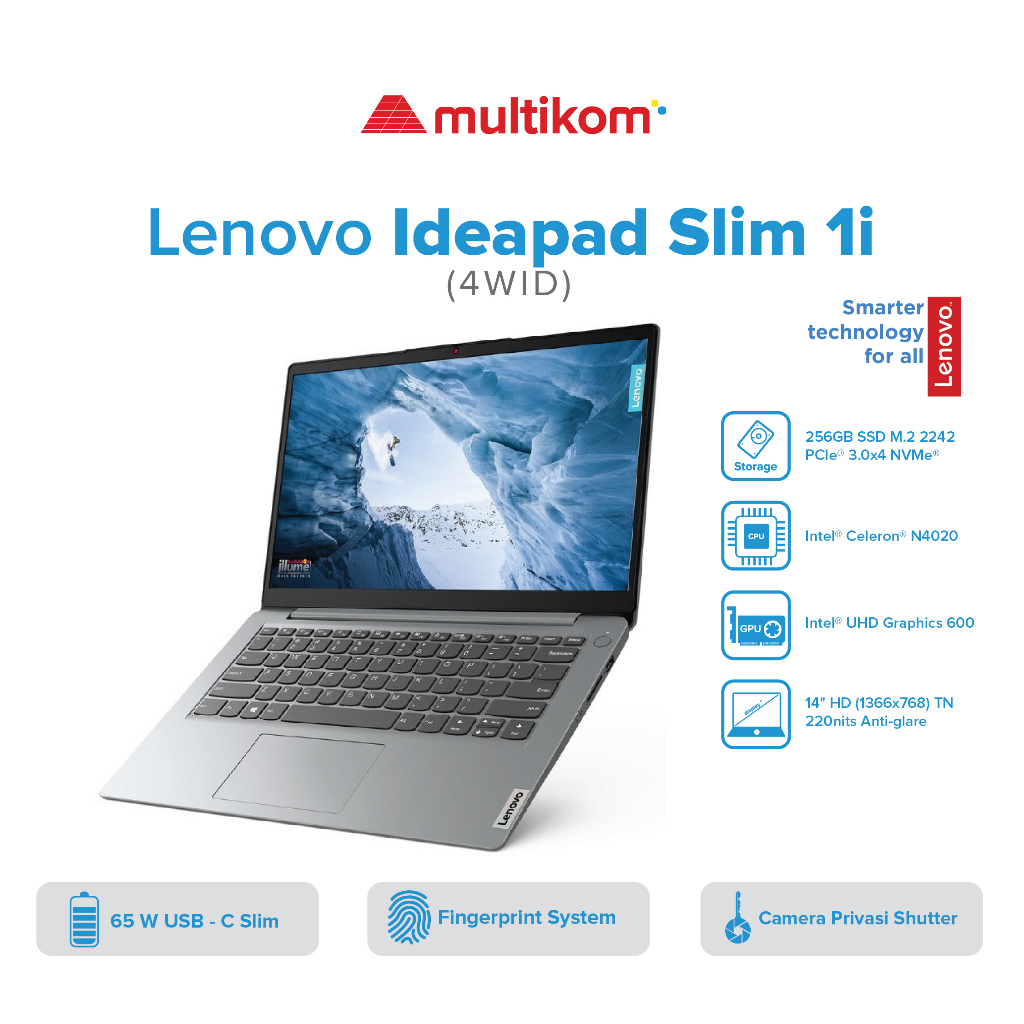 Jual Lenovo IP1 Slim 1i 4WID Celeron N4020 8GB 256SSD HD W11 OHS ...