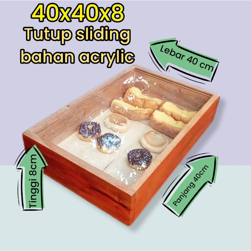 Jual kotak kayu pake tutup akrylic kotak hampers kayu display donat ...